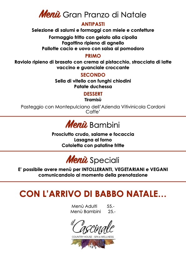 Menu Natale al Cascinale – Il Cascinale